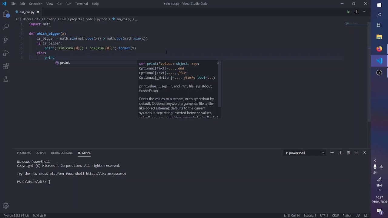 Codebymath with Python - sin(cos(x)) and cos(sin(x))