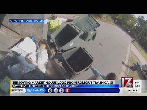 Removing Market House logo from Fayetteville trash cans