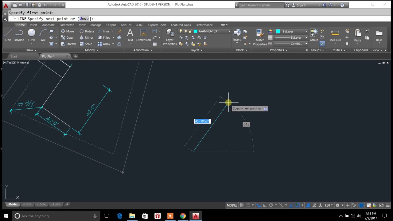 drawing a plot plan in degrees and minutes  - autocad lines in degrees and minutes