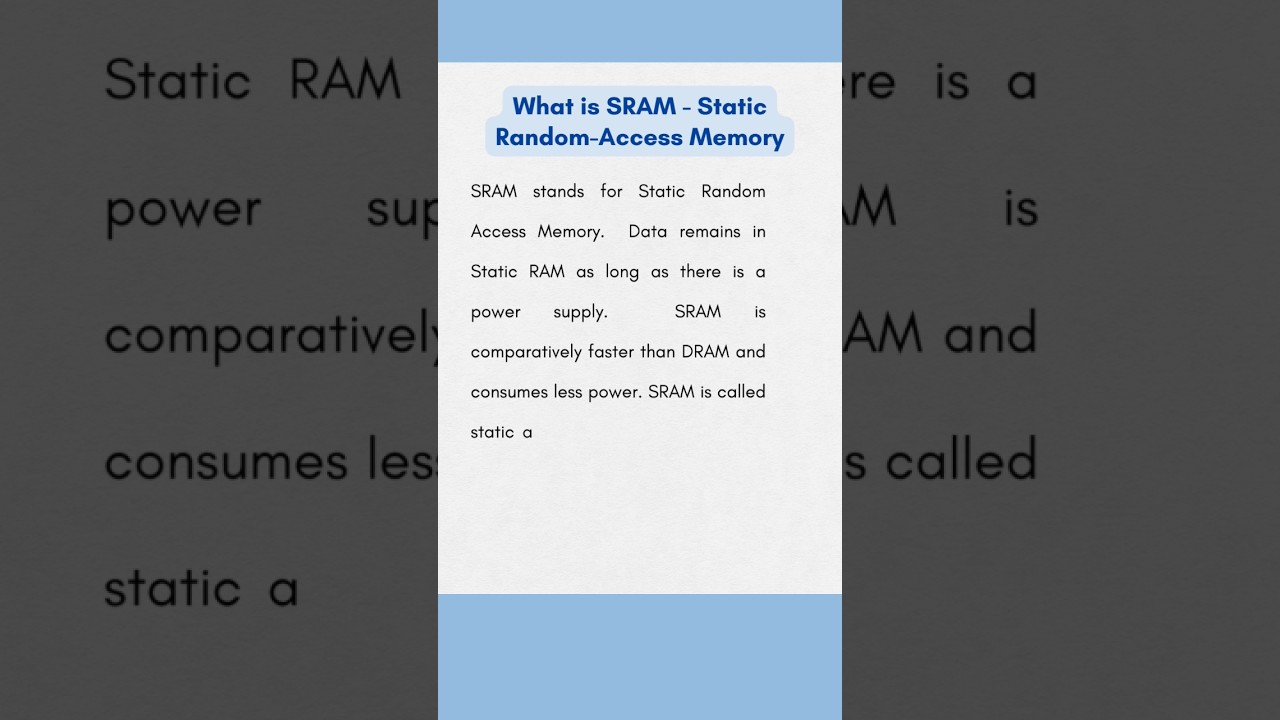 What is SRAM (Static Random access memory) | Computer Fundamentals |