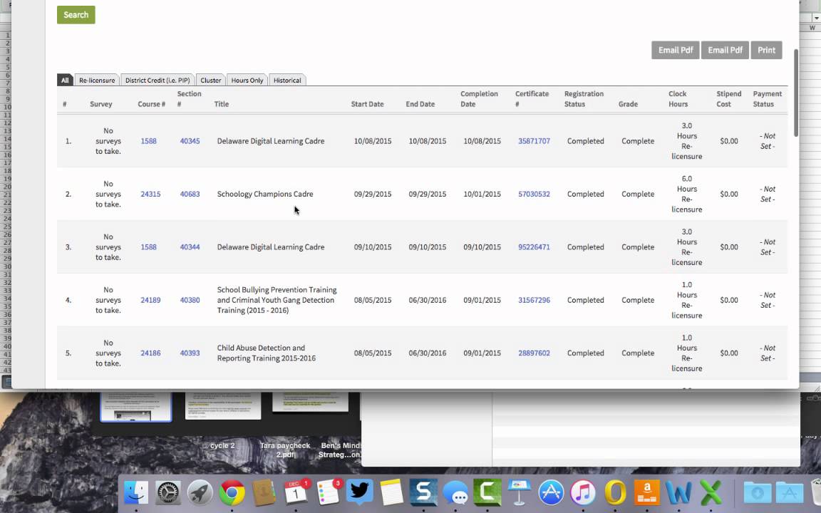 Print PDF transcript