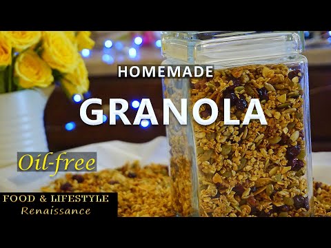 Oil-free Granola Recipe | Easy Healthy Crunchy Delicious Homemade Breakfast