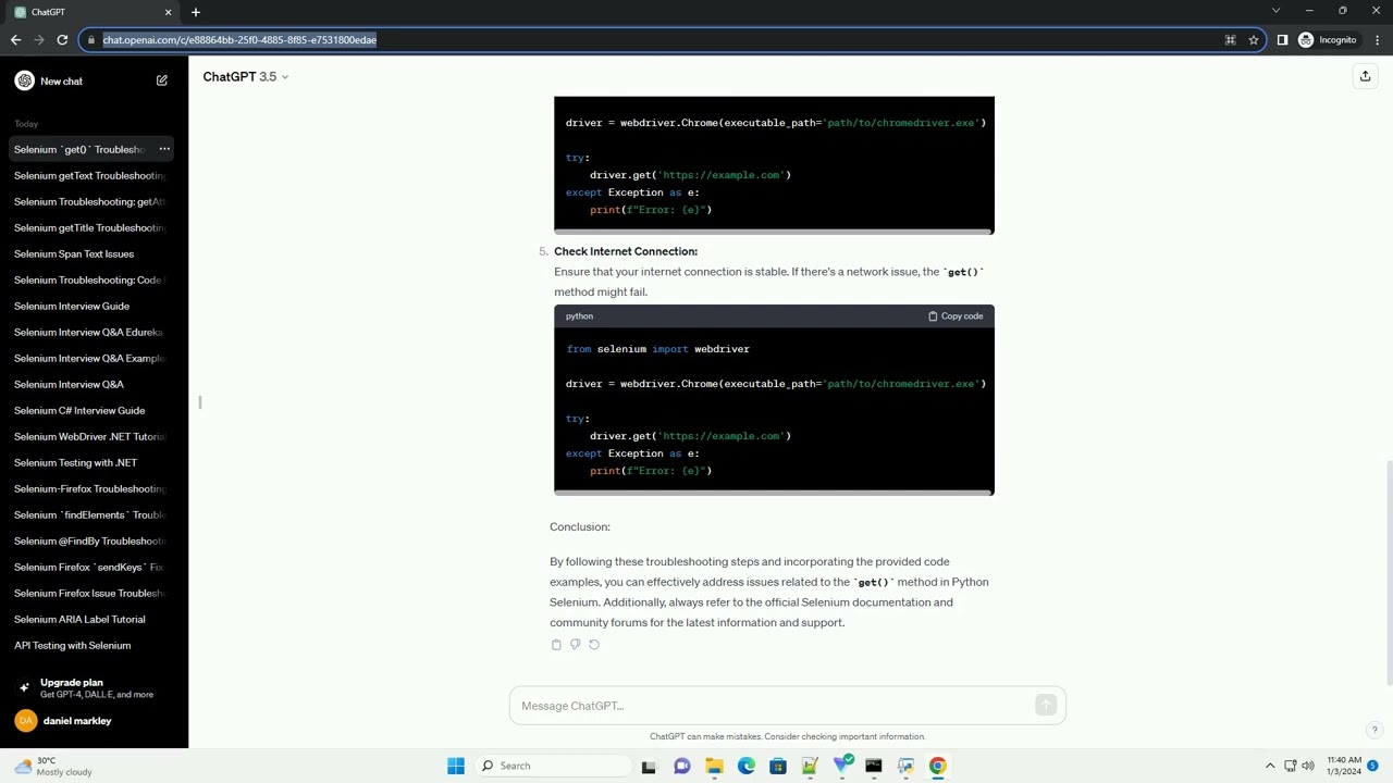 python selenium get not working
