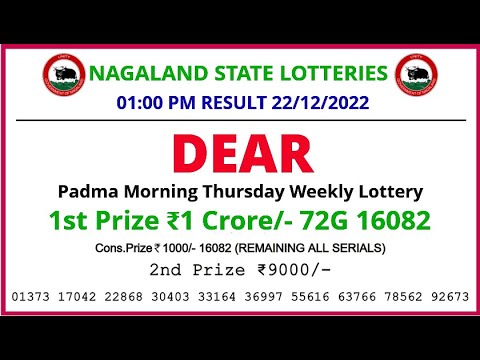 Live - Nagaland State Lottery Result Today 1pm 22.12.2022 Dear Padma Morning Thursday Weekly PDF