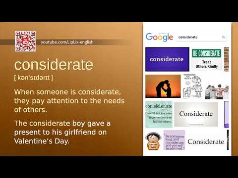 Considerate : C1 level english vocabulary lesson, www.LipLix.com