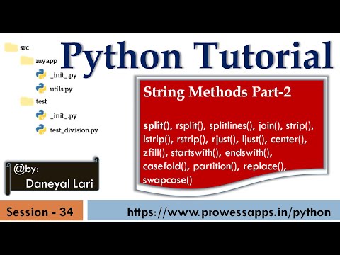 #34 Python Tutorial for Beginners | String Methods Part -2 | split, startswith, endswith, . and more