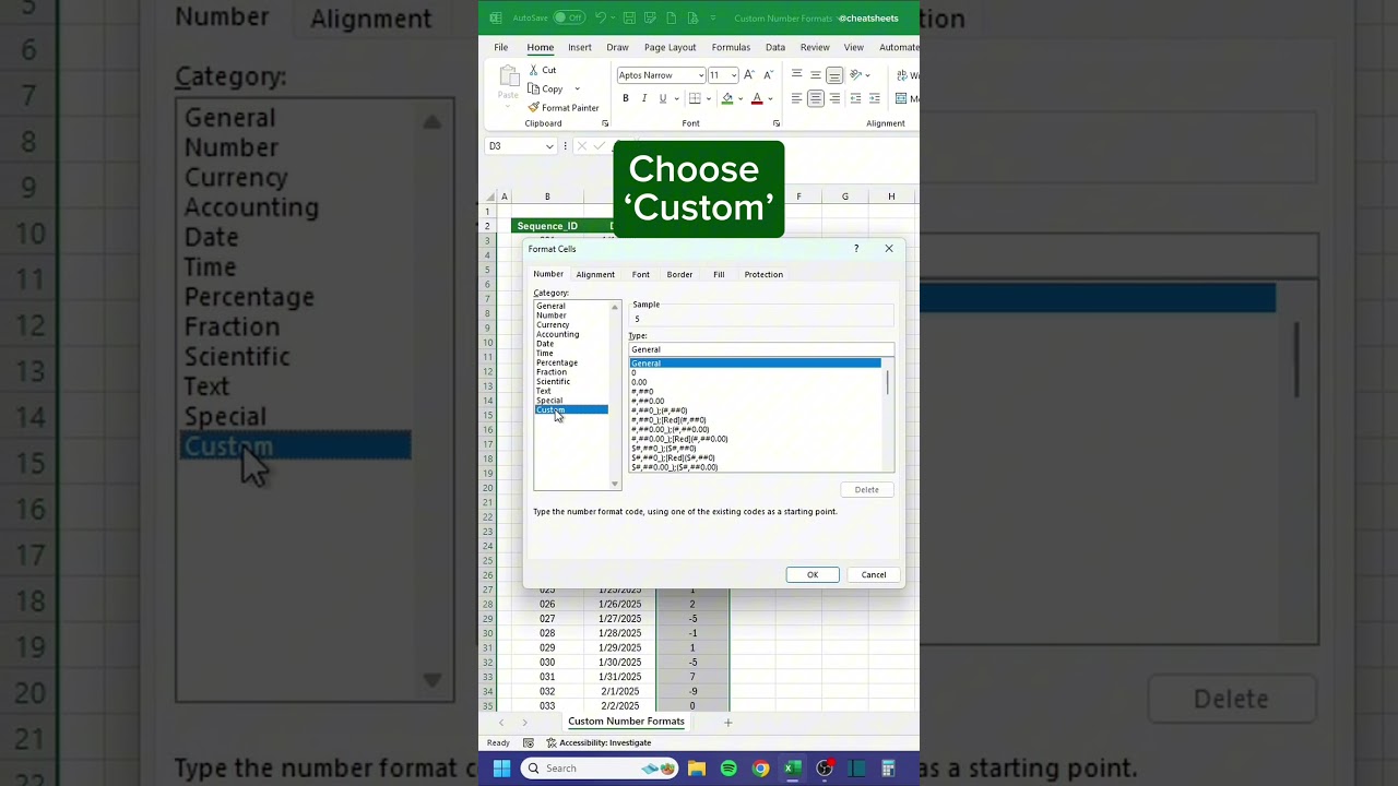 Custom Number Formats in Excel‼️ #excel