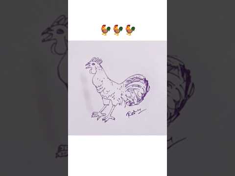 how to make a cartoon drawing #chicken #murga 🐓🐓🐓 #drawing #short #video #cartoondrawing