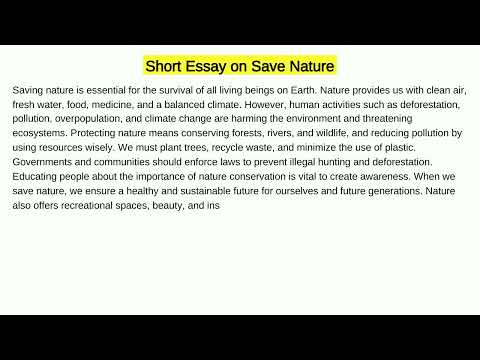 Short Essay on Save Nature