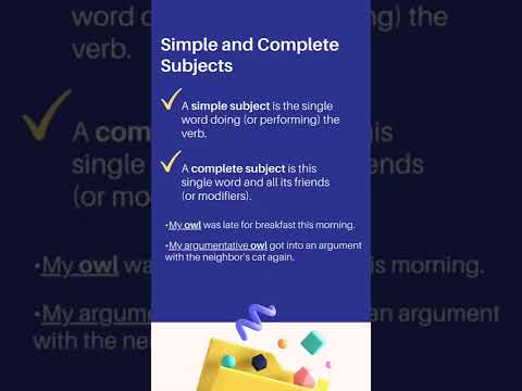 Simple vs. Complete Subjects #grammar