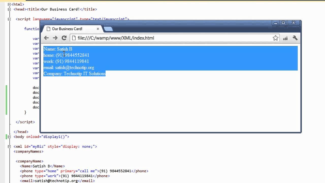 Display XML Data With DOM( innerHTML ): XML & Javascript