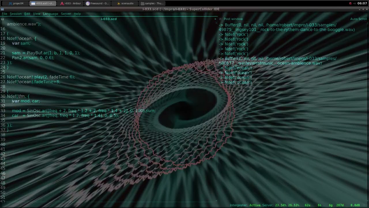 Electroacoustic Improvisation 033 (Live coding with Supercollider)