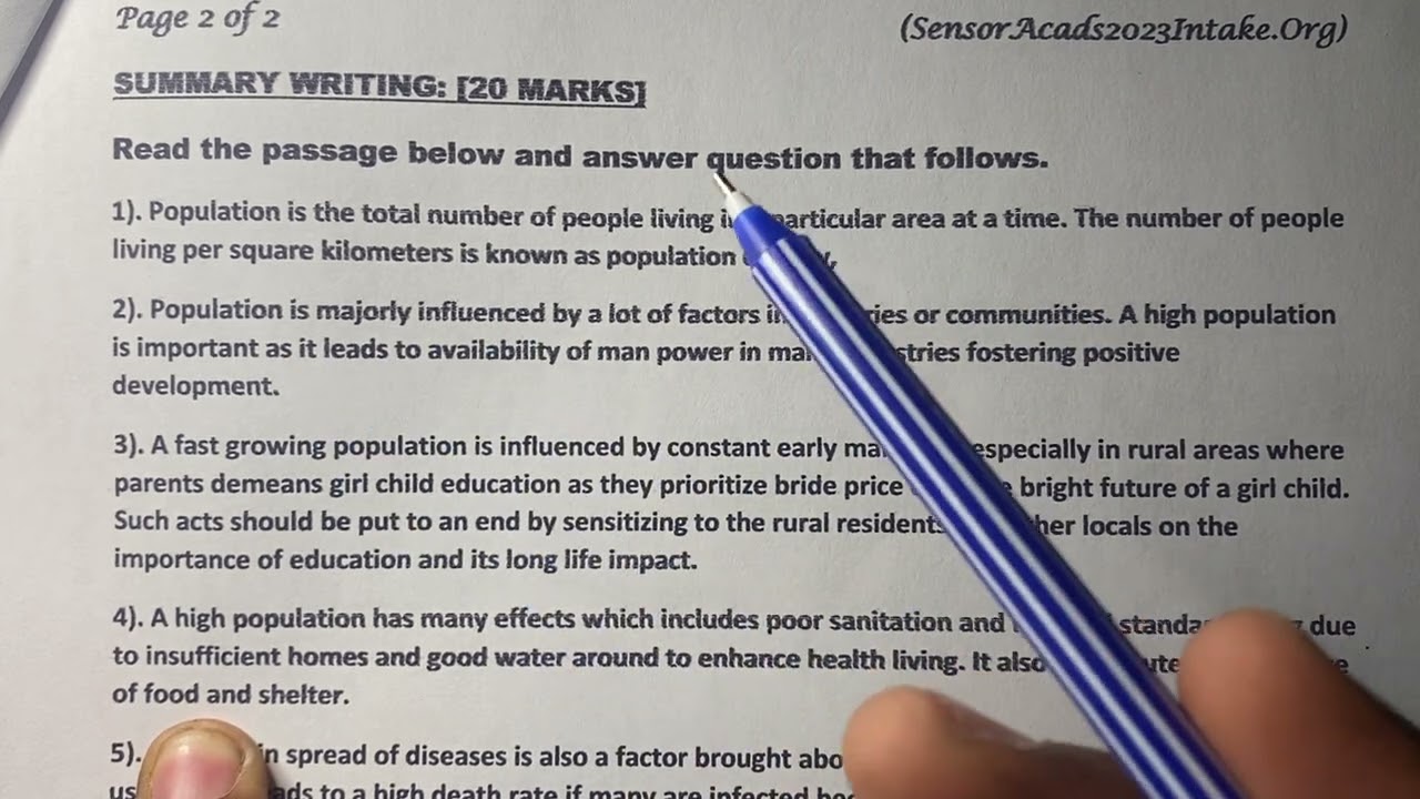 Summary Writing in English P2 Exam Preparation