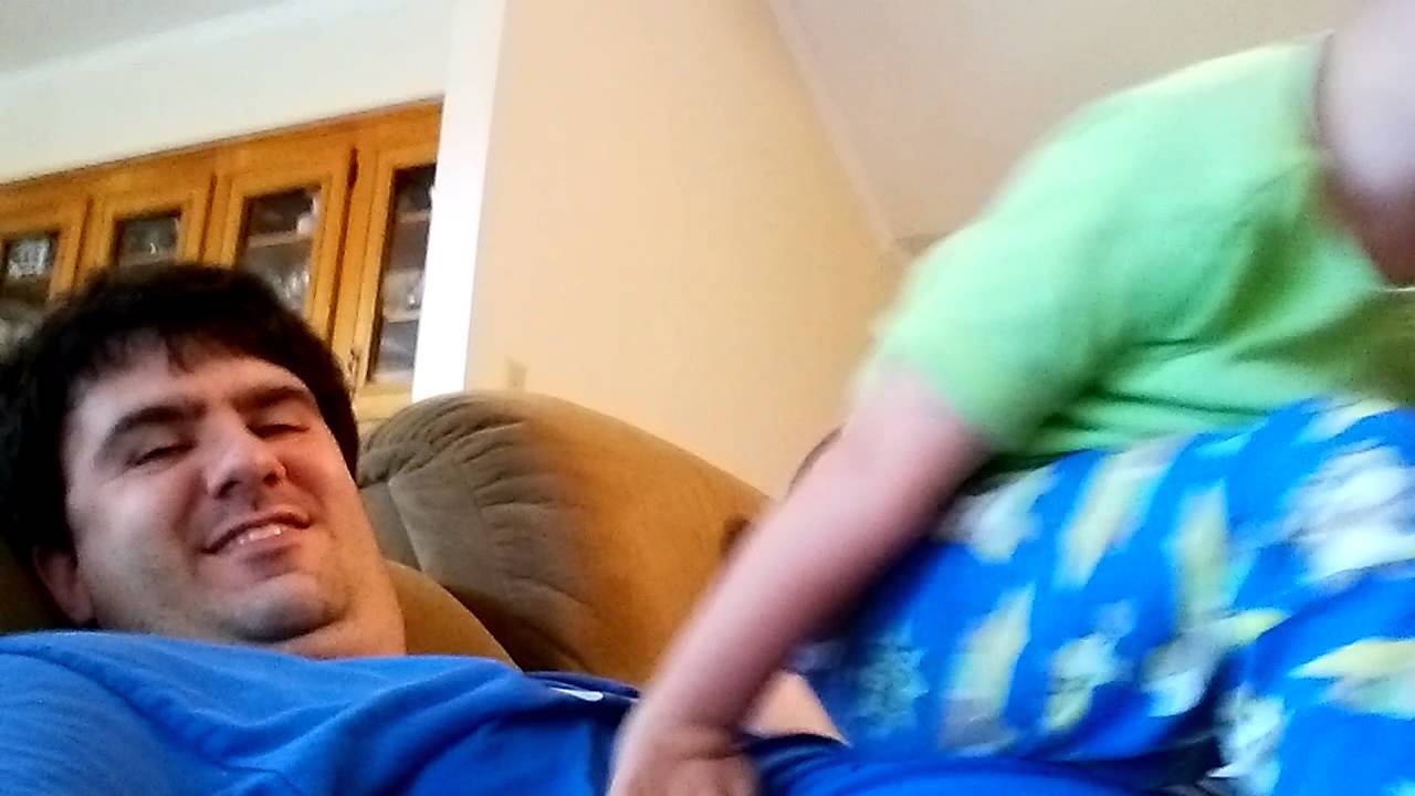 Buddy Bear plops on daddies chest