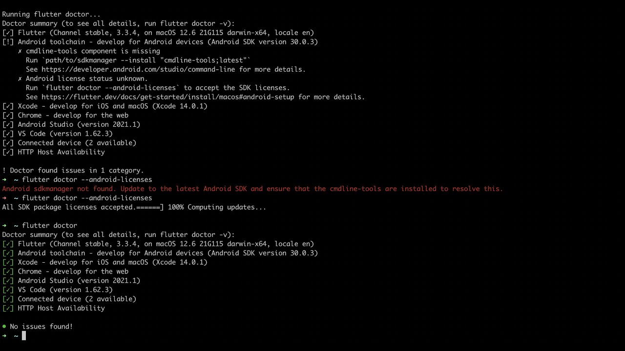 Flutter Android sdkmanager not found. Update to the latest Android SDK and ensure that the cmdline
