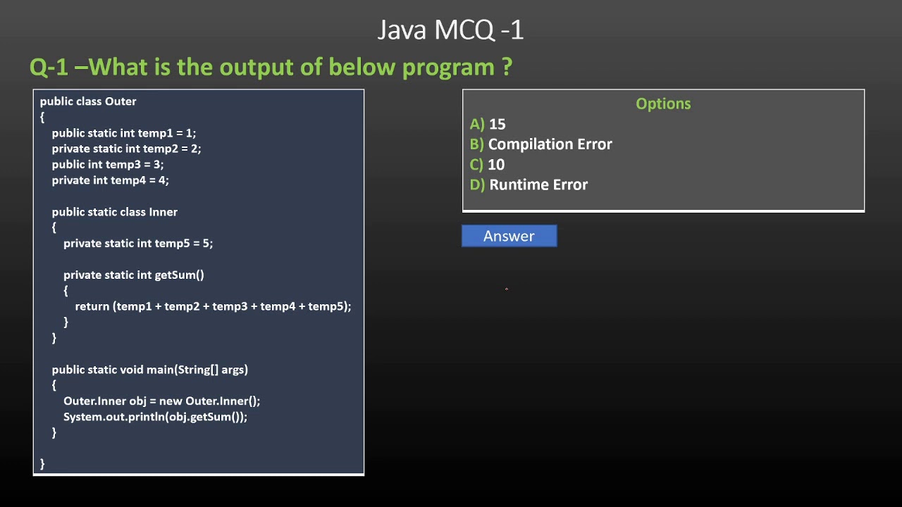 Java MCQ-1  Java static based question answer -1