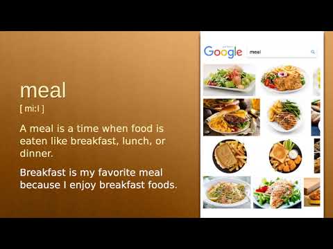 Meal : A1 level english vocabulary lesson, www.LipLix.com