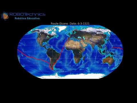 First Trip Around the World (1519-1522): Magallanes & Elcano Route.