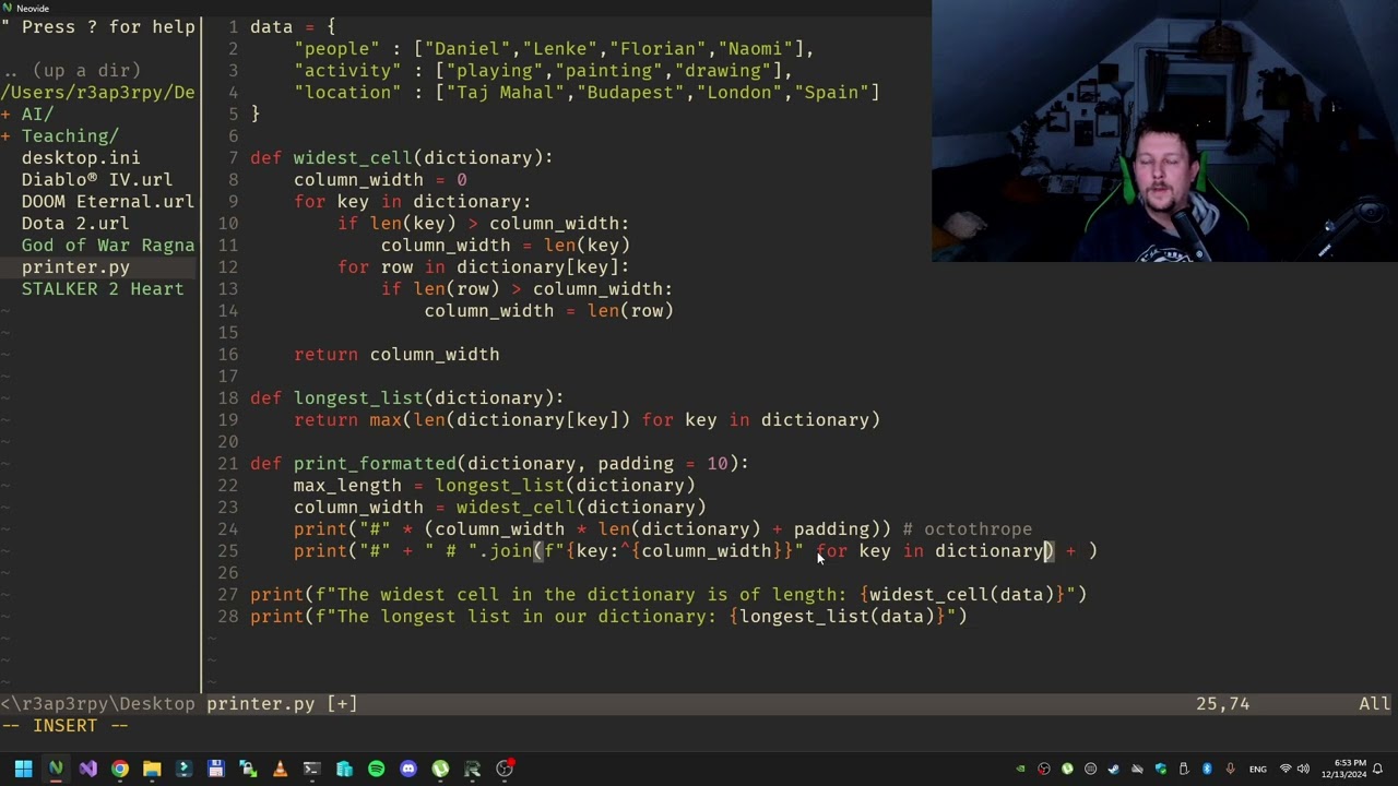 Python - The dictionary formatting problem