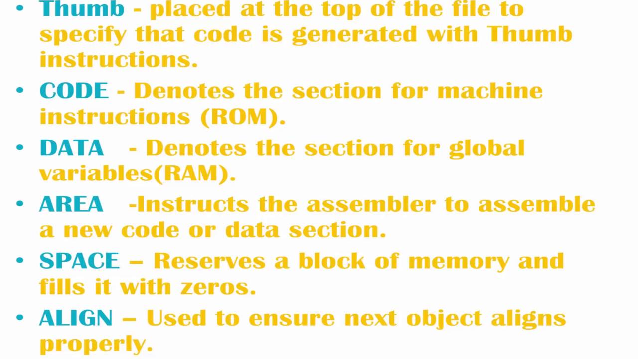 Cortex - M Assembly Language Directives