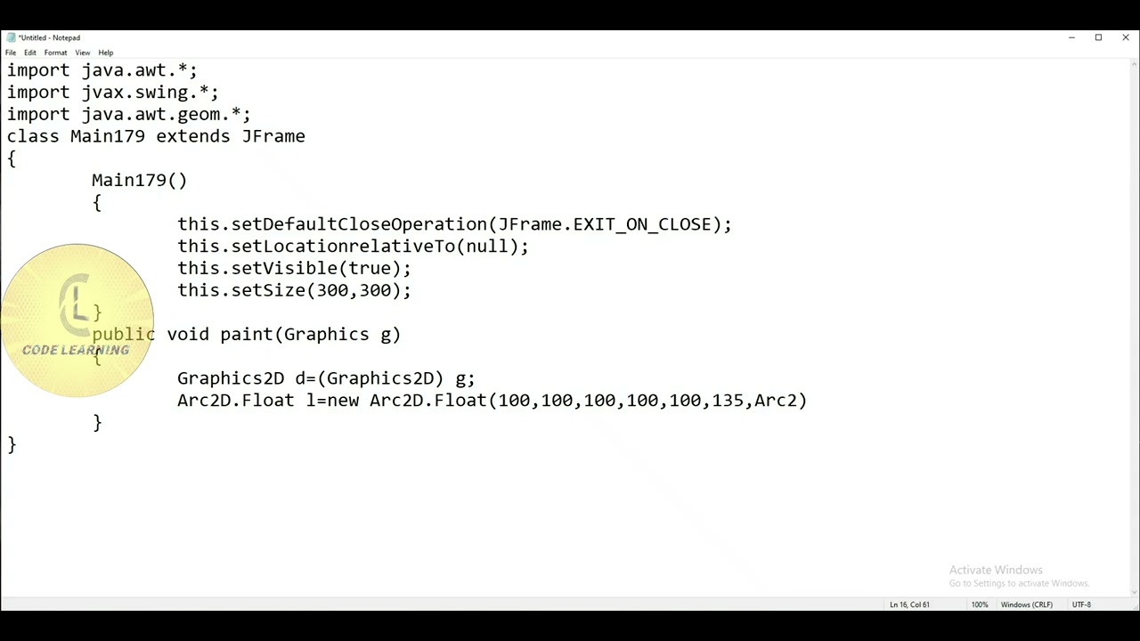 Java | Graphics2D 'Arc2D #2' | CodeLearning