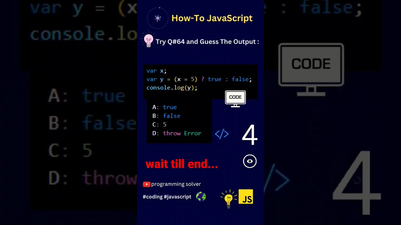 How To Code JavaScript Q#64, Try Solve & Guess The Output #shorts #coding #programming #javascript
