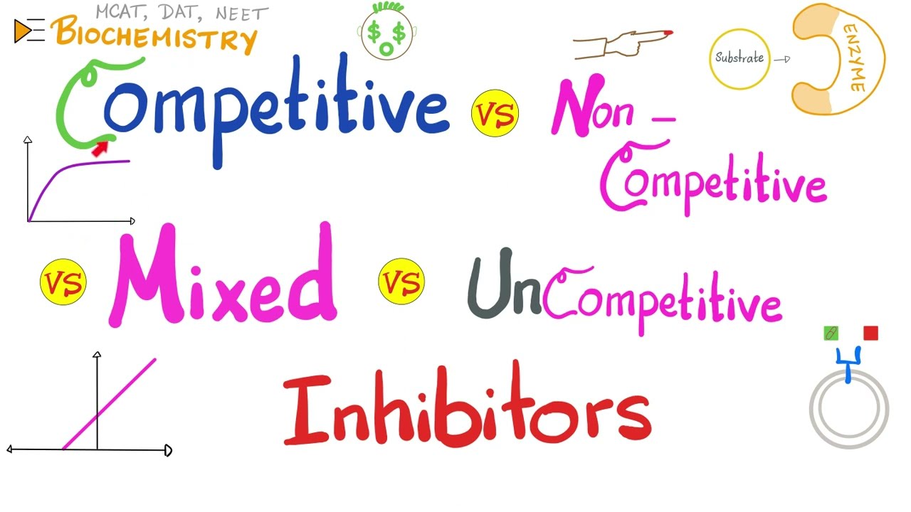 Competitive vs. Noncompetitive vs. Mixed vs. Uncompetitive Inhibitors - Enzyme Kinetics Comparison