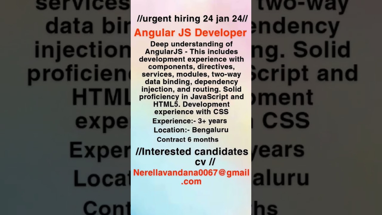 Angular JS Developer#angularjs #developer #urgenthiring #jobvacancy #jobalert #itjobs #itjobs2024#1k