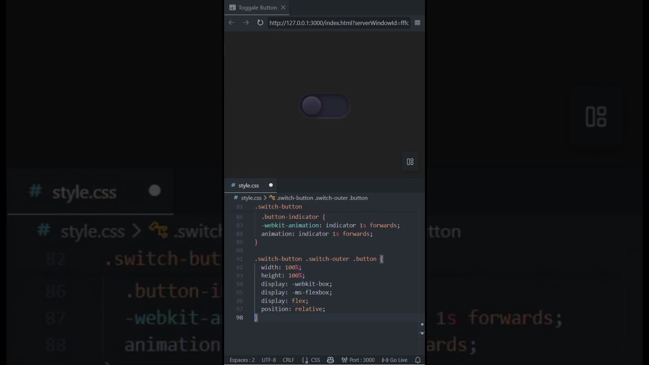 Pure CSS toggle switch button No JavaScript #webdeveloppement #coding #htmlcss