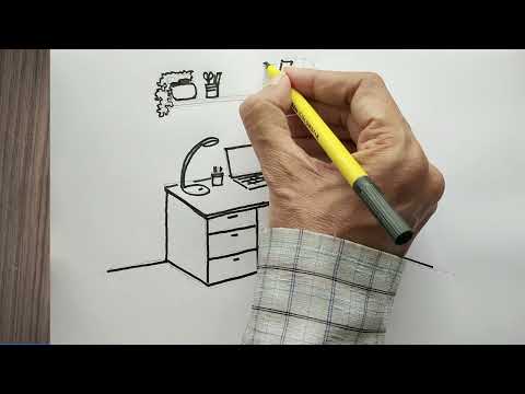 How to draw study table desk in perspective easy #3d #perspective ...