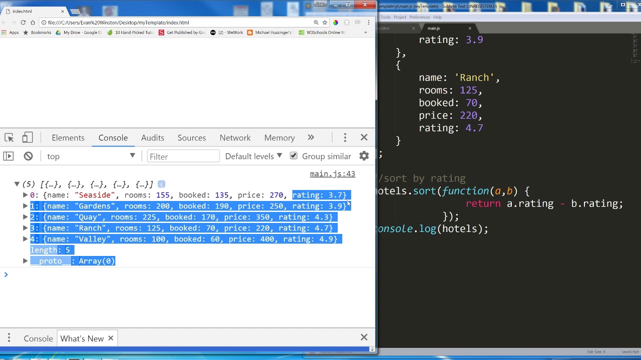 4  sorting arrays of objects