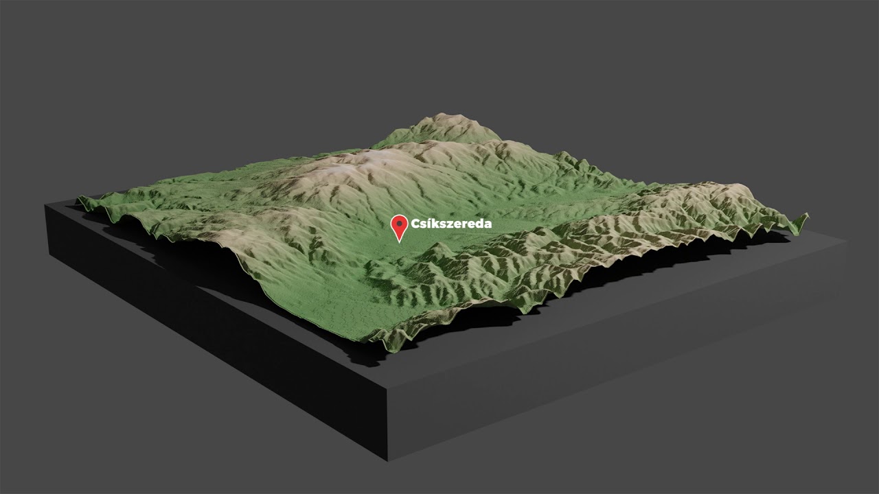 Csíkszereda 3D domborzati térképen