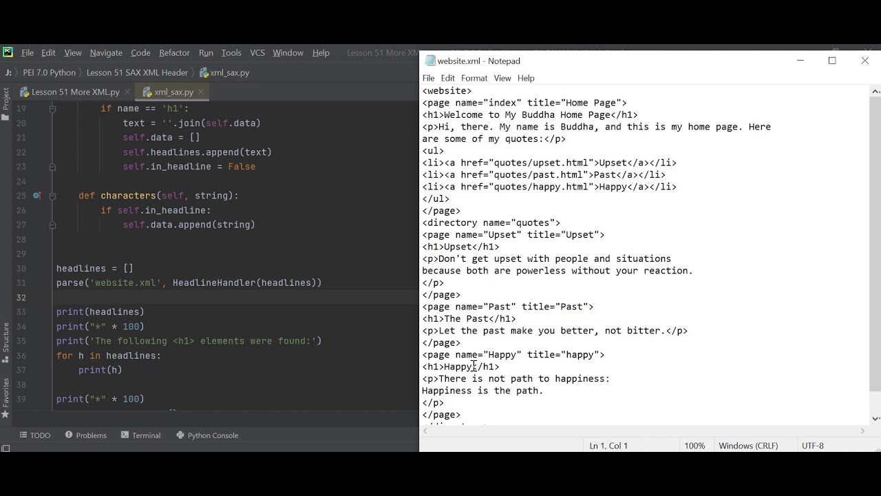 Lesson 51 SAX XML Header. Python Programming.