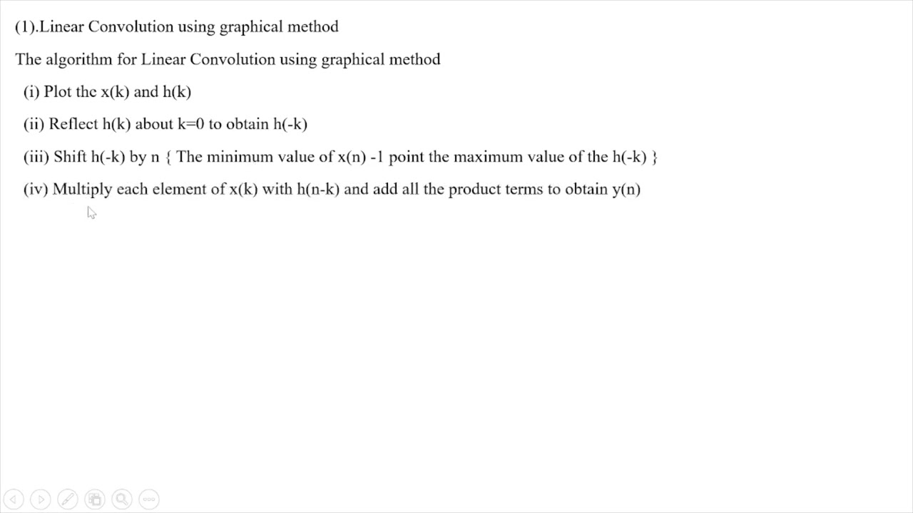 09  Method of convolution sum | Algorithm for Linear comvolution using graphical method | LTI System