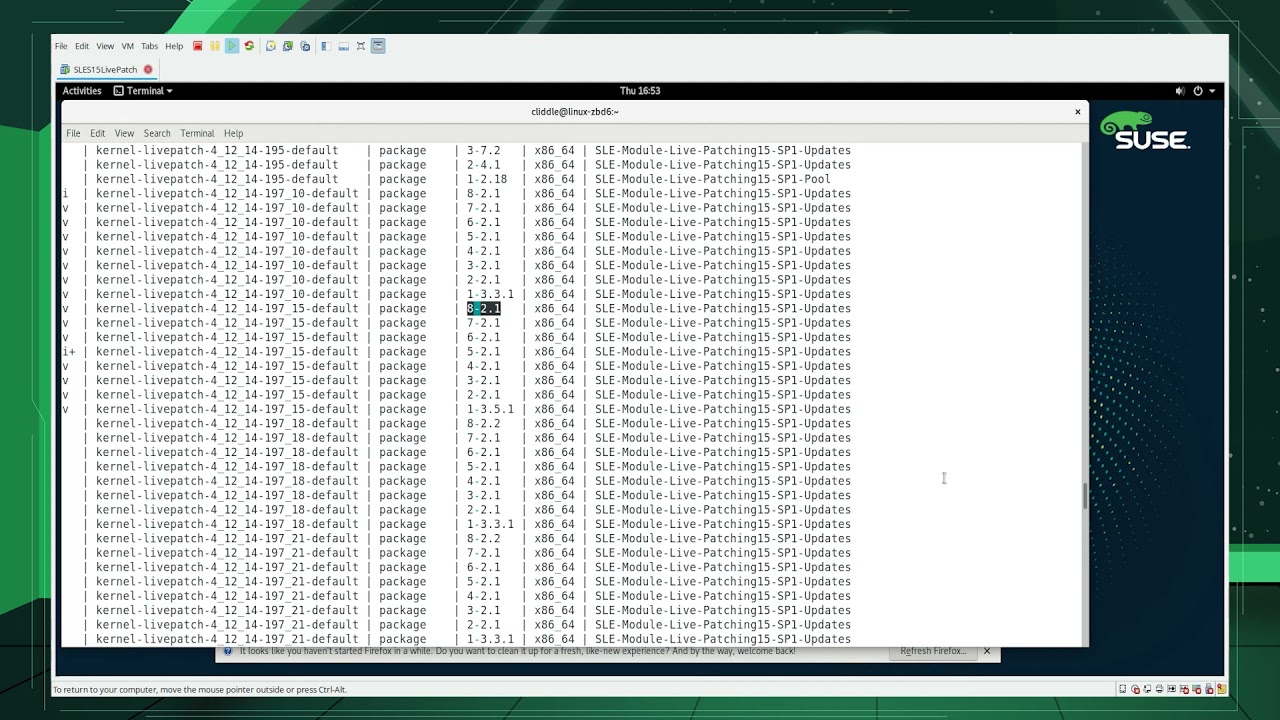 SUSECON 2021 - DEMO 1079 - Incorporating Live Kernel Patching to your patch process - DEMO portion