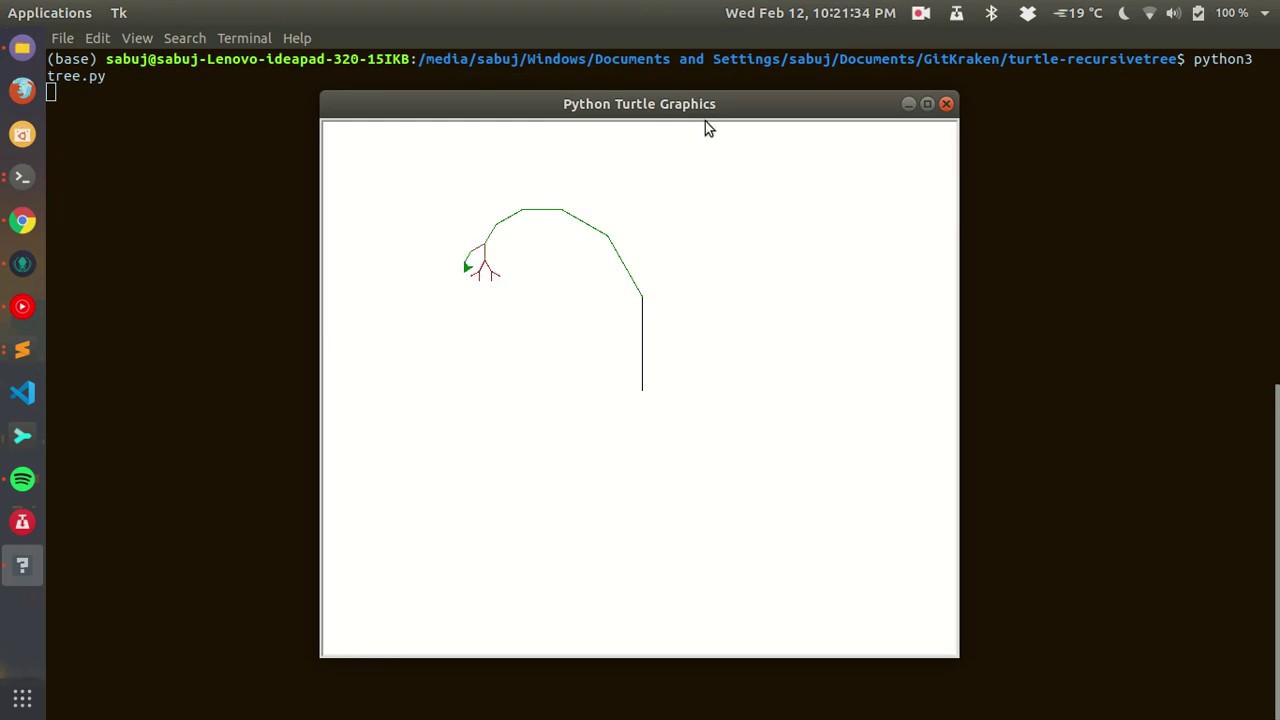 Recursive fractal tree using Python Turtle !