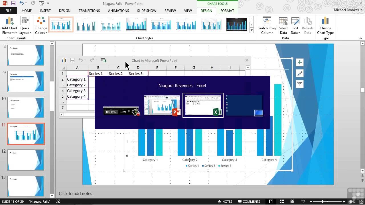 Microsoft Powerpoint 2013 Tutorial | Creating Charts From Existing Excel Data