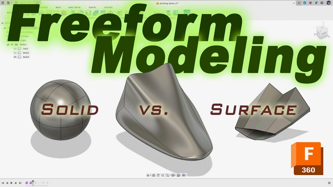 Freeform Modeling: Solid vs. Surface, Using Fusion360
