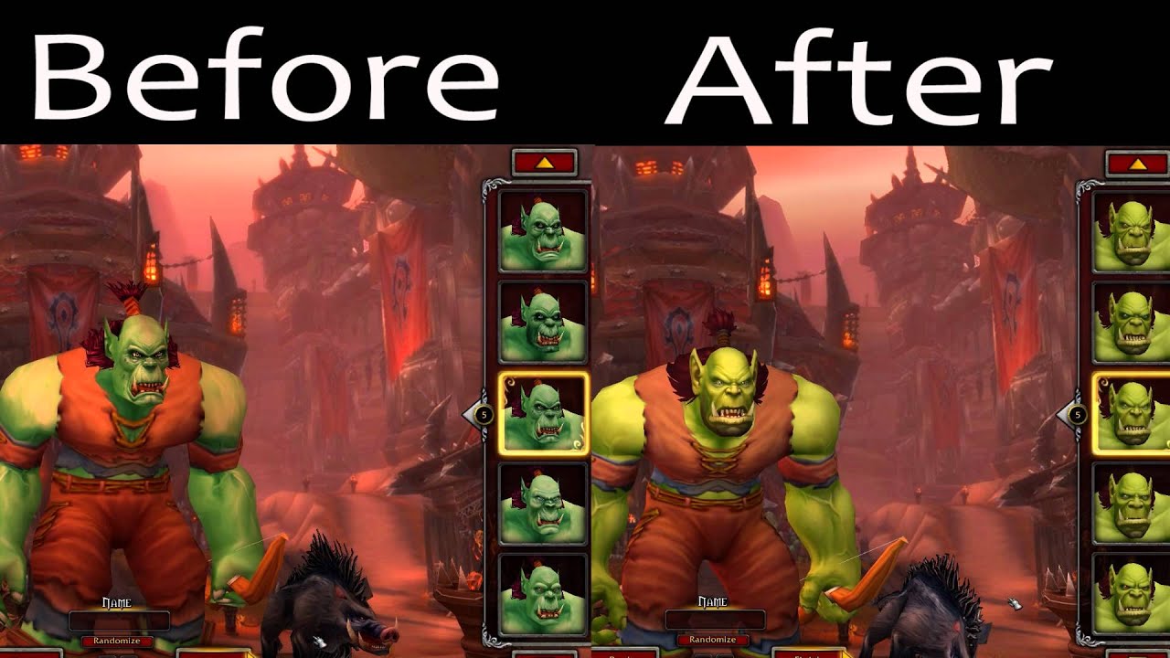 Faces of the New Male Orc Model - Before and After [WoD Beta]