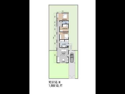 Single storey house plan for a small land |1,000 sq ft