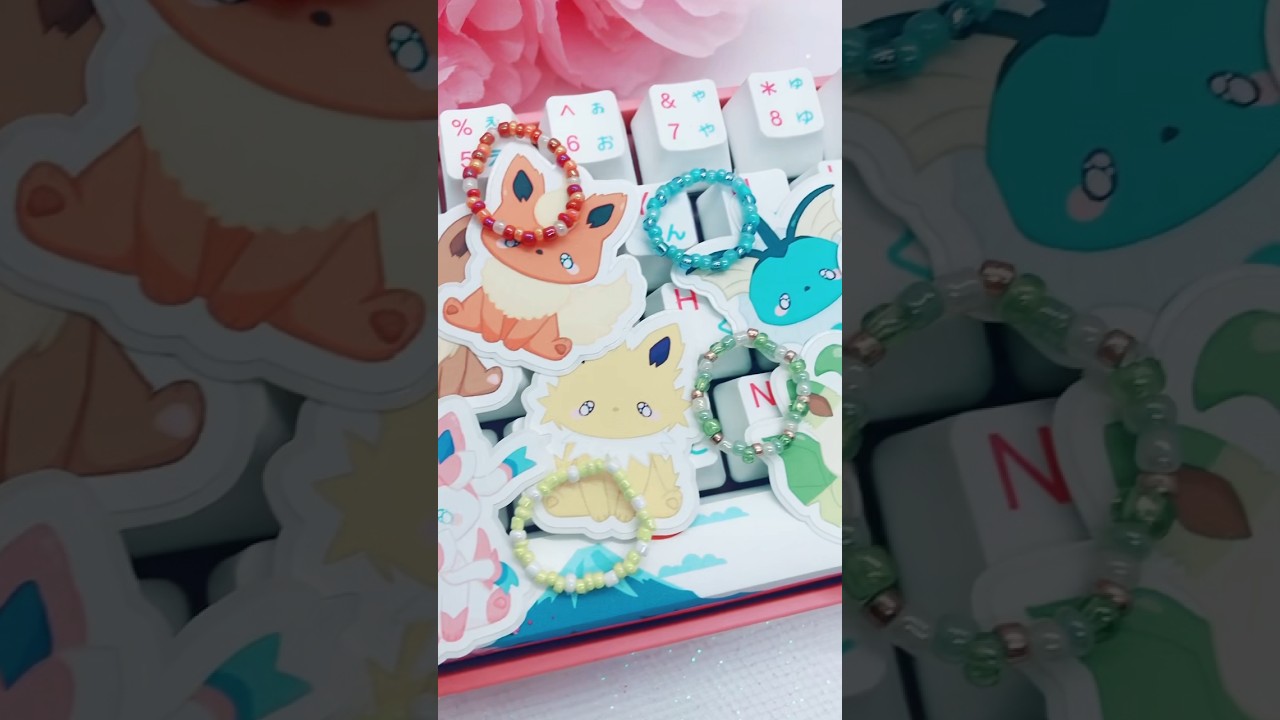 eeveelution rings and stickers 💫 SakuraMochiCoShop on etsy #shorts #pokemon #kawaii