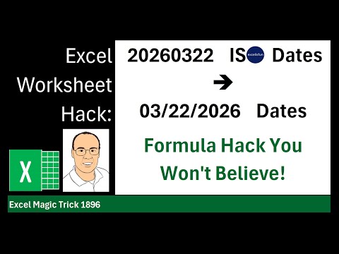 Better Way to Convert ISO Date YYYYMMDD to Excel Date: TEXT Function Hack! Excel Magic Trick 1896