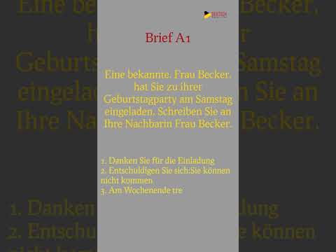 Brief A1.2 | Einladung ablehnen | Niveau A1.7 | Goethe-Zertifikat A1 #german #germanlanguage