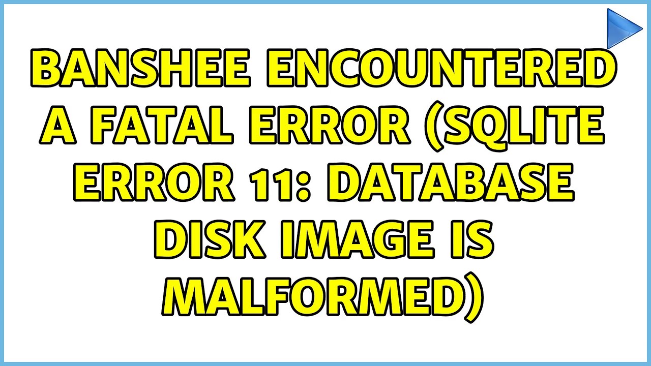 Ubuntu: Banshee encountered a Fatal Error (sqlite error 11: database disk image is malformed)