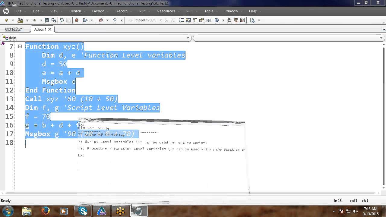 UFT Tutorial 23: VBScript Variables