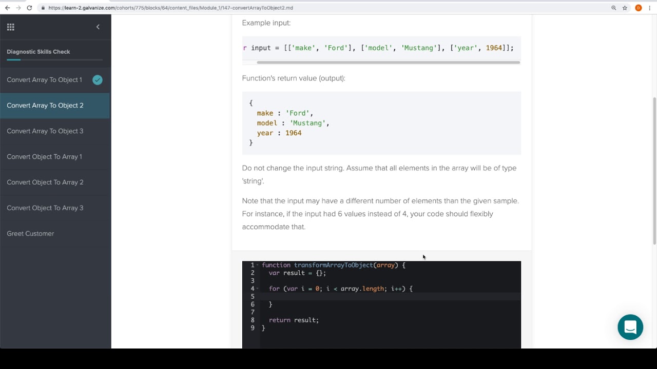 Module 1 - Diagnostic - Array To Object 2