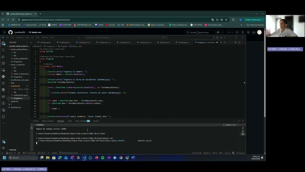 Proyecto C# .NET + GitHub | POO, Challenges y Control de Versiones