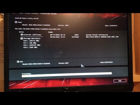 Asus B450F Gaming BIOS Update using EZ Flash 3 Utility
