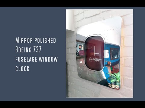 Stripped/polished Boeing 737 window fuselage section wall clock