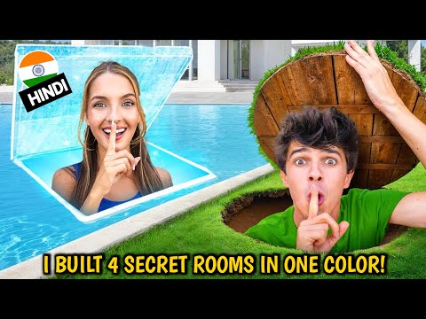 I Built 4 SECRET Rooms in ONE COLOR! | Brent Rivera Hindi | Secret Room Challenge Hindi Dubbed